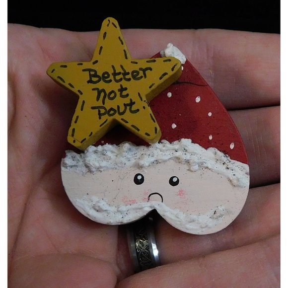 Hand Crafted | Jewelry | Vintage Handmade Sad Santa Brooch | Poshmark